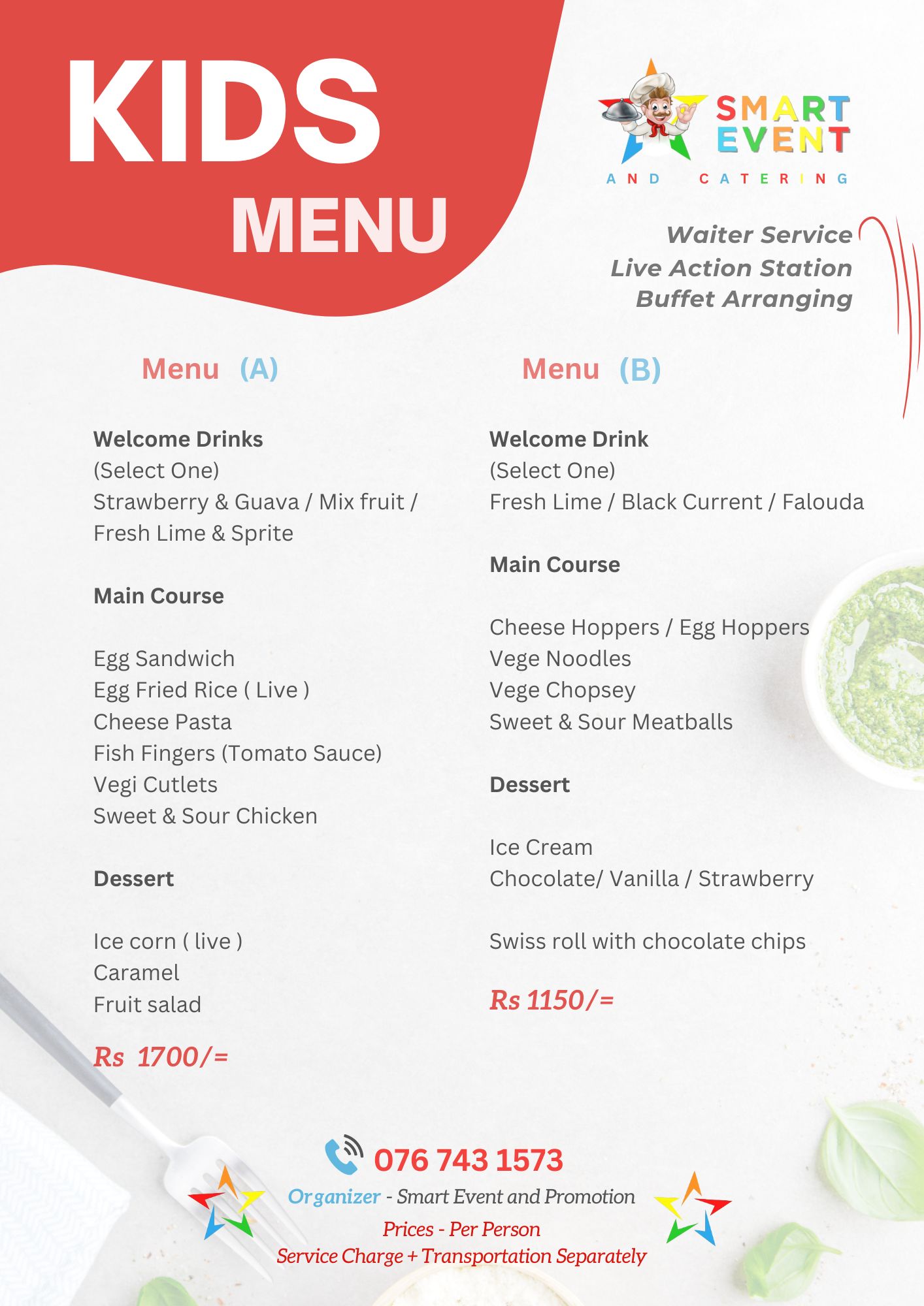 Kids Menu Special - Smart Event and Promotion